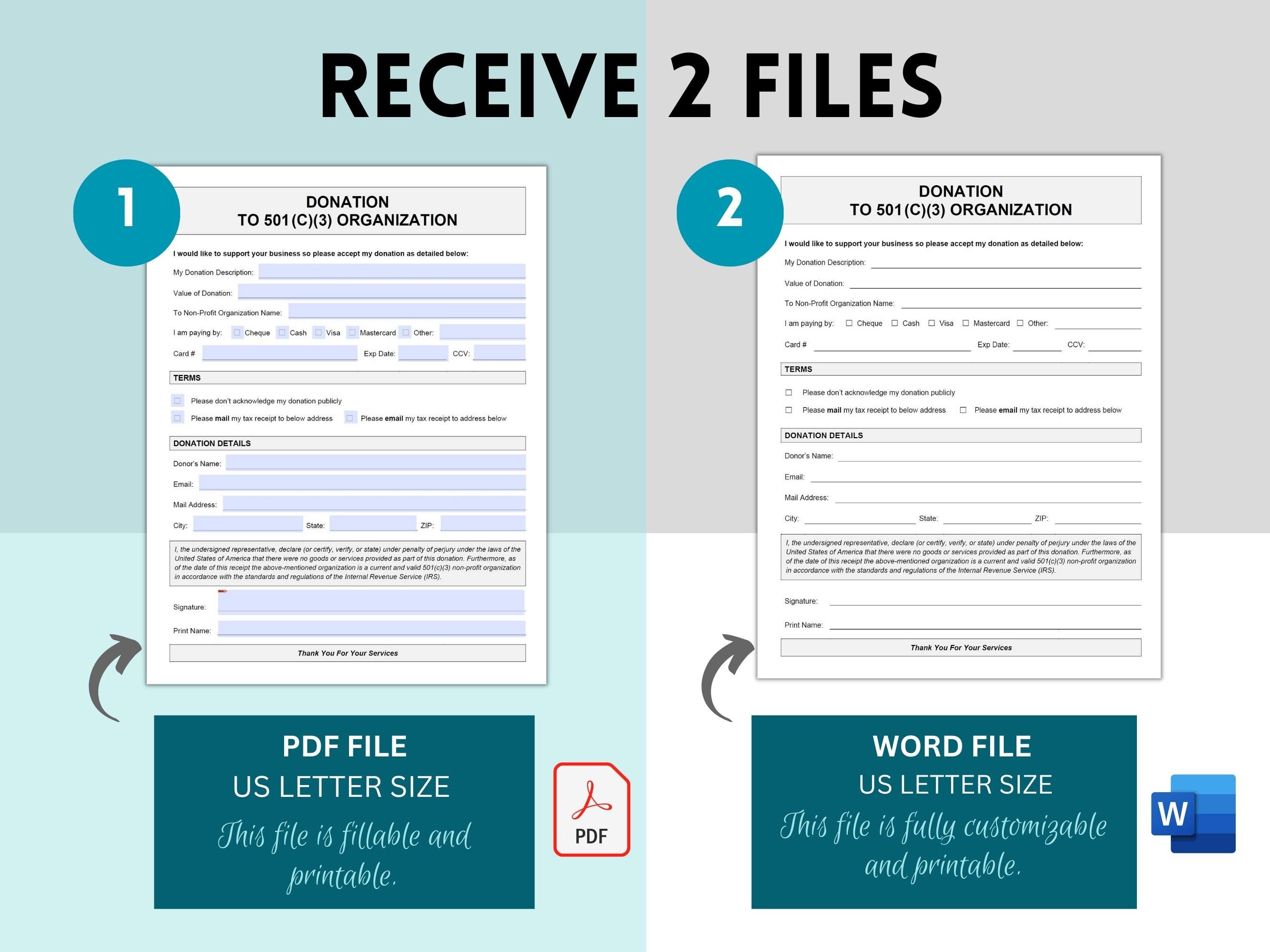 Donation to 501(c)(3) Organization, 501(c)(3) Donation Template, 501 ...