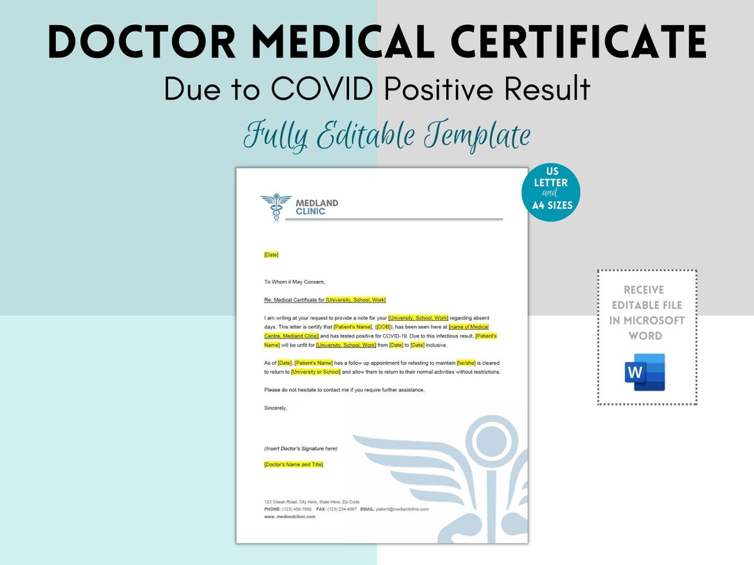 Doctor's Note, Doctor's Letter, Medical Certificate, Printable Medical ...