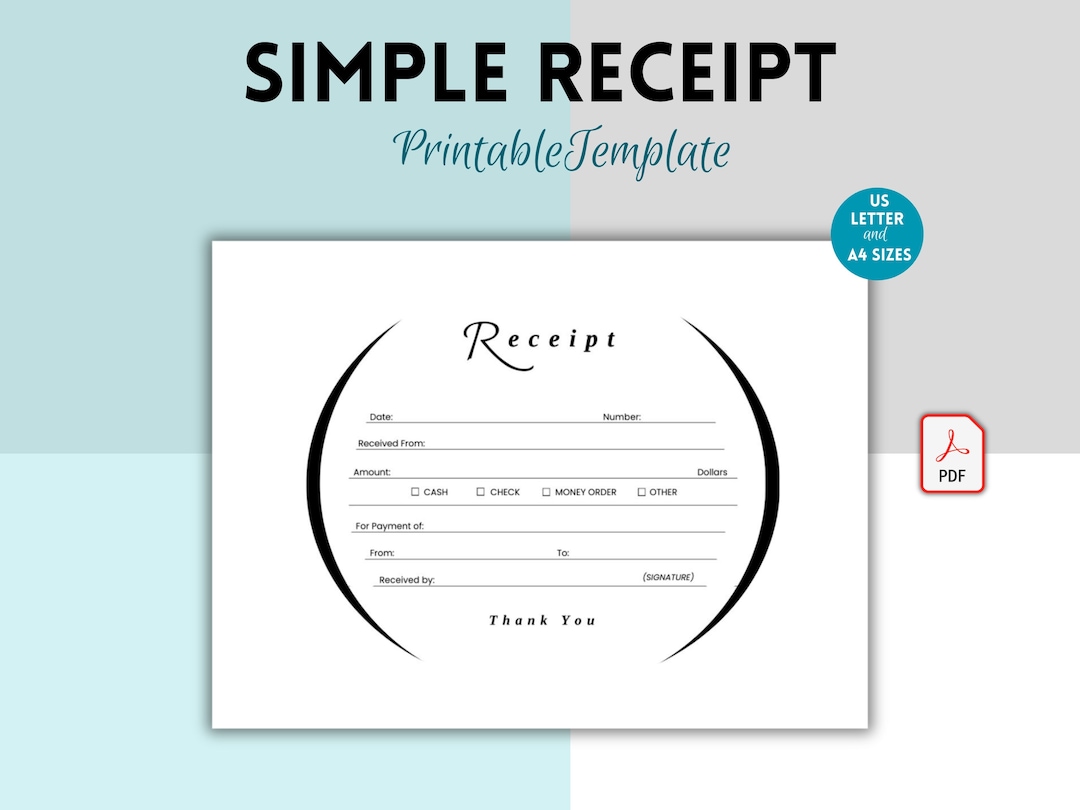 Formulario de recibo imprimible simple, recibo comercial moderno ...