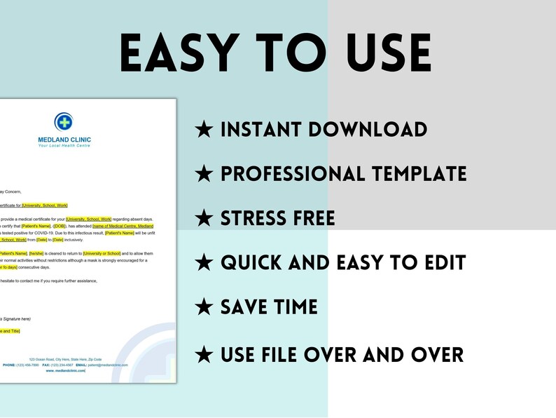 Doctor's Note, Doctor's Letter, Medical Certificate, Printable Medical ...