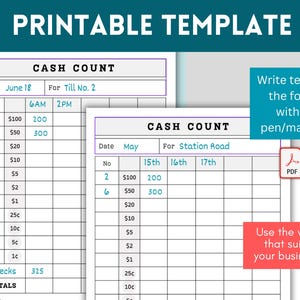 Cash Breakdown Count Sheet, Cash Breakdown Slip, Cash Withdrawal Slip ...