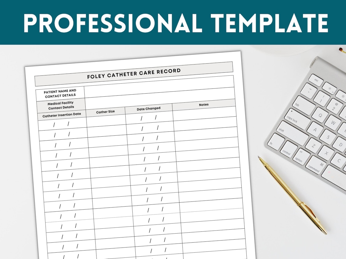Foley Catheter Care Chart, Catheter Form, Foley Catheter Record Sheet ...
