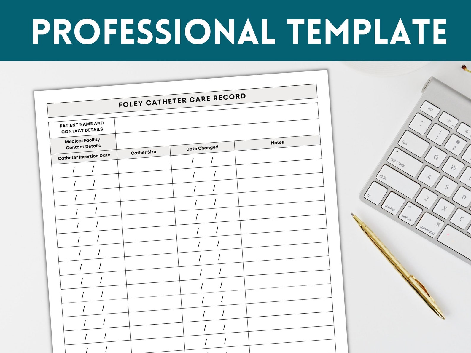 Foley Catheter Care Chart, Catheter Form, Foley Catheter Record Sheet ...