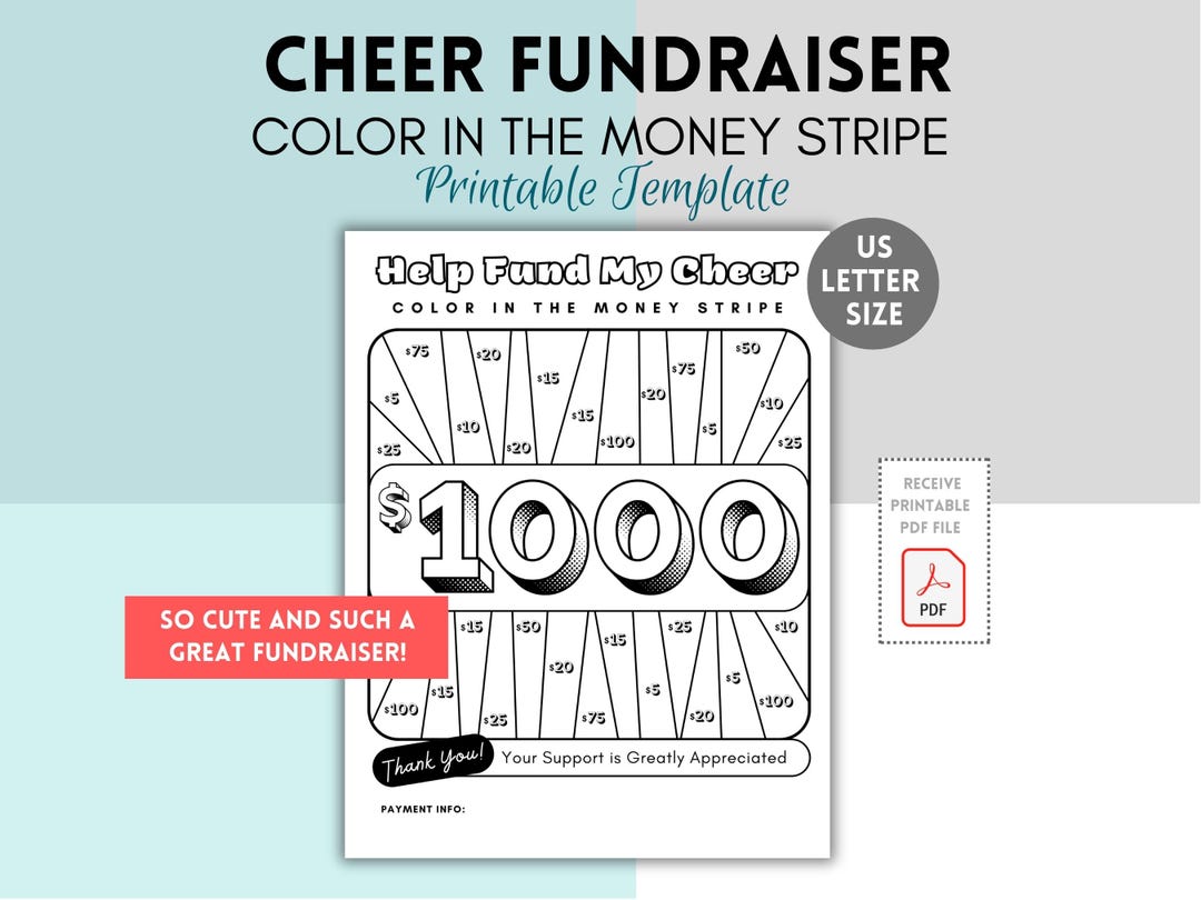 Color in Cheer Fundraiser Printable, Cheerleading Team Fundraising Form ...