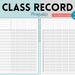 Printable Class Record, Class Gradebook, Teacher Gradebook, Class ...