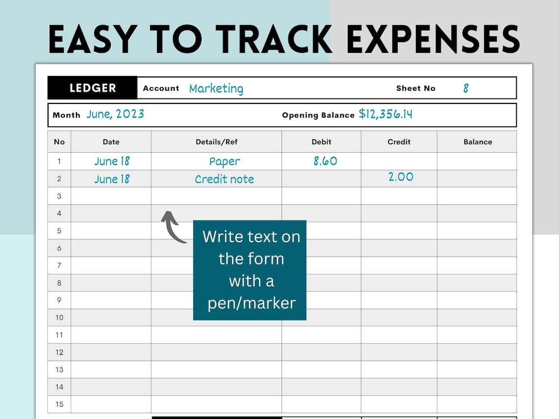 Large Print Accounting Ledger, Accounting Ledger, Printable Ledger ...