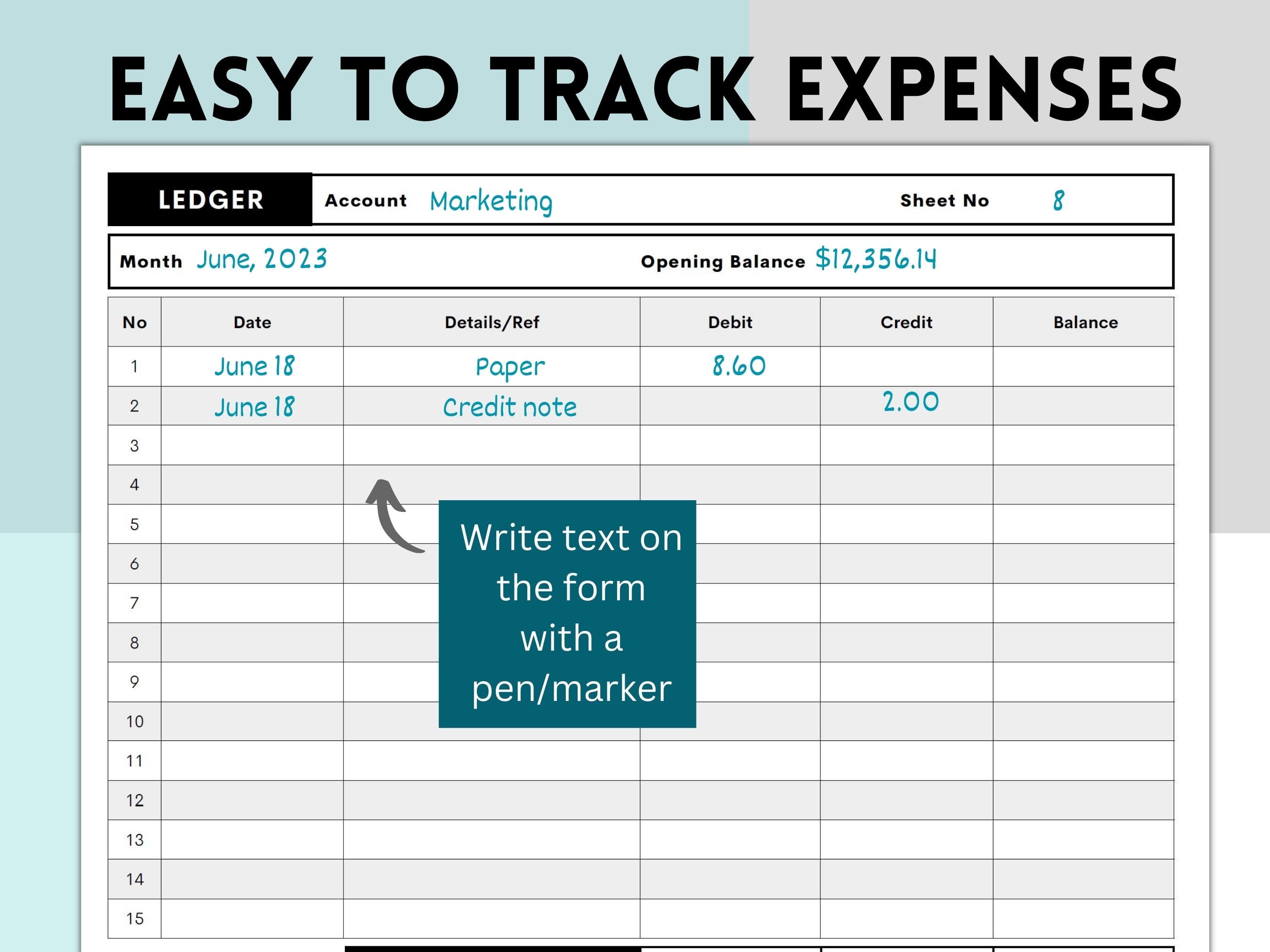 Large Print Accounting Ledger, Accounting Ledger, Printable Ledger ...