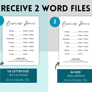 Business Hours Sign Editable Printable Template, Store Hours, Hours of ...