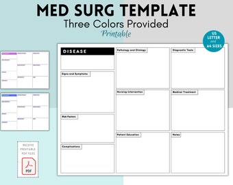 Minimalist Med Surg Study Template, Pathophysiology Template, Medical ...