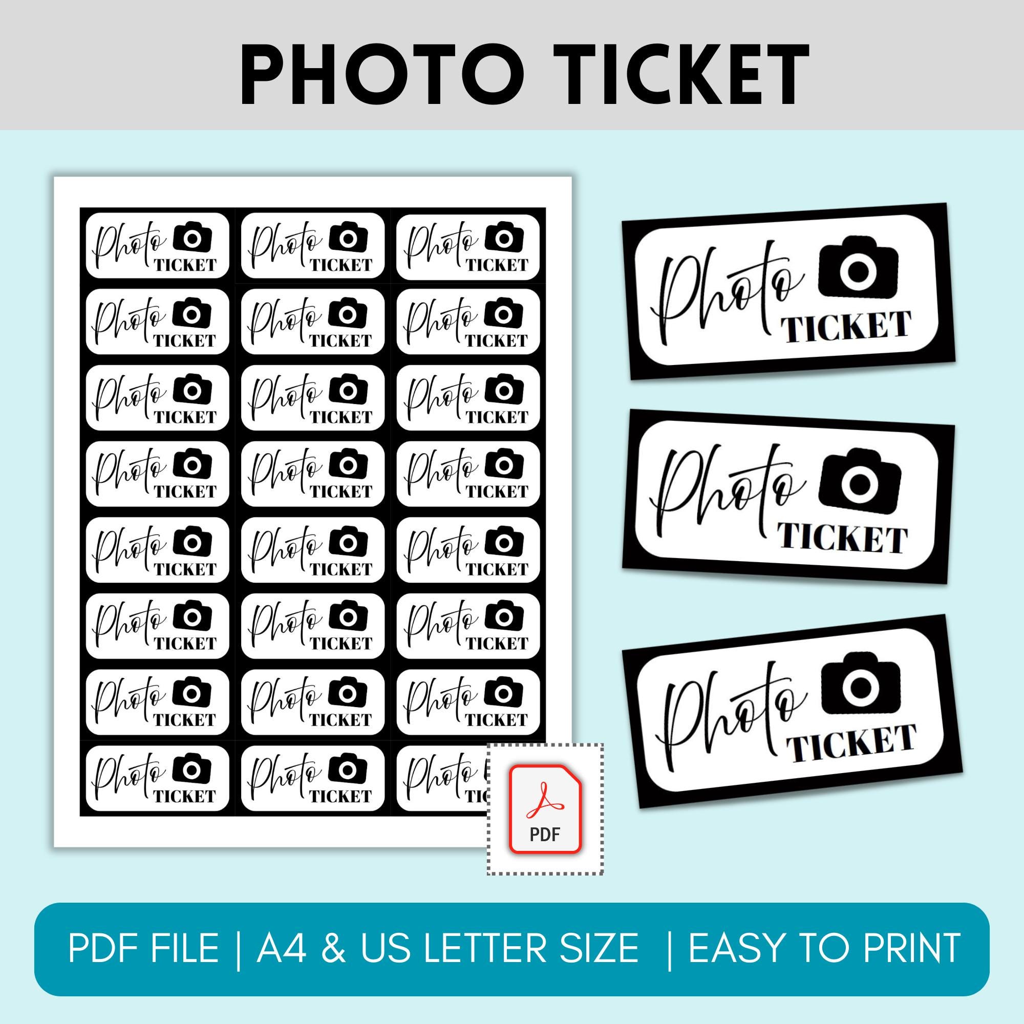 Photo Booth Tickets, Printable Party Photo Booth Coupon Template ...