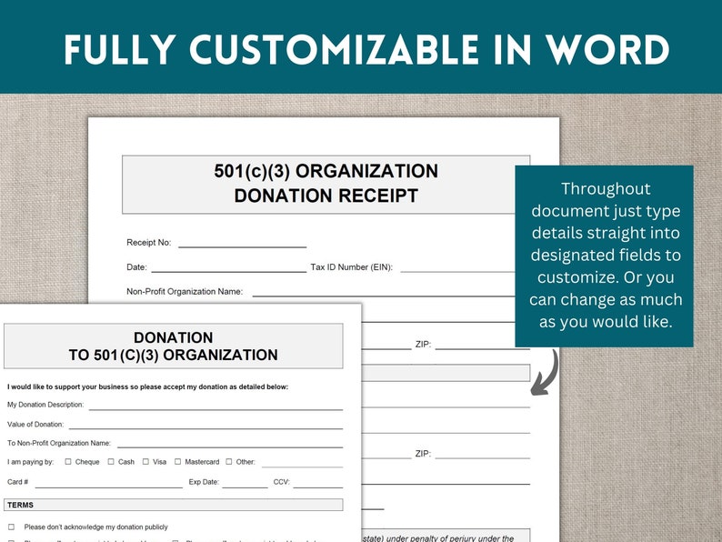 Donation to 501(c)(3) Organization, 501(c)(3) Donation Template, 501 ...