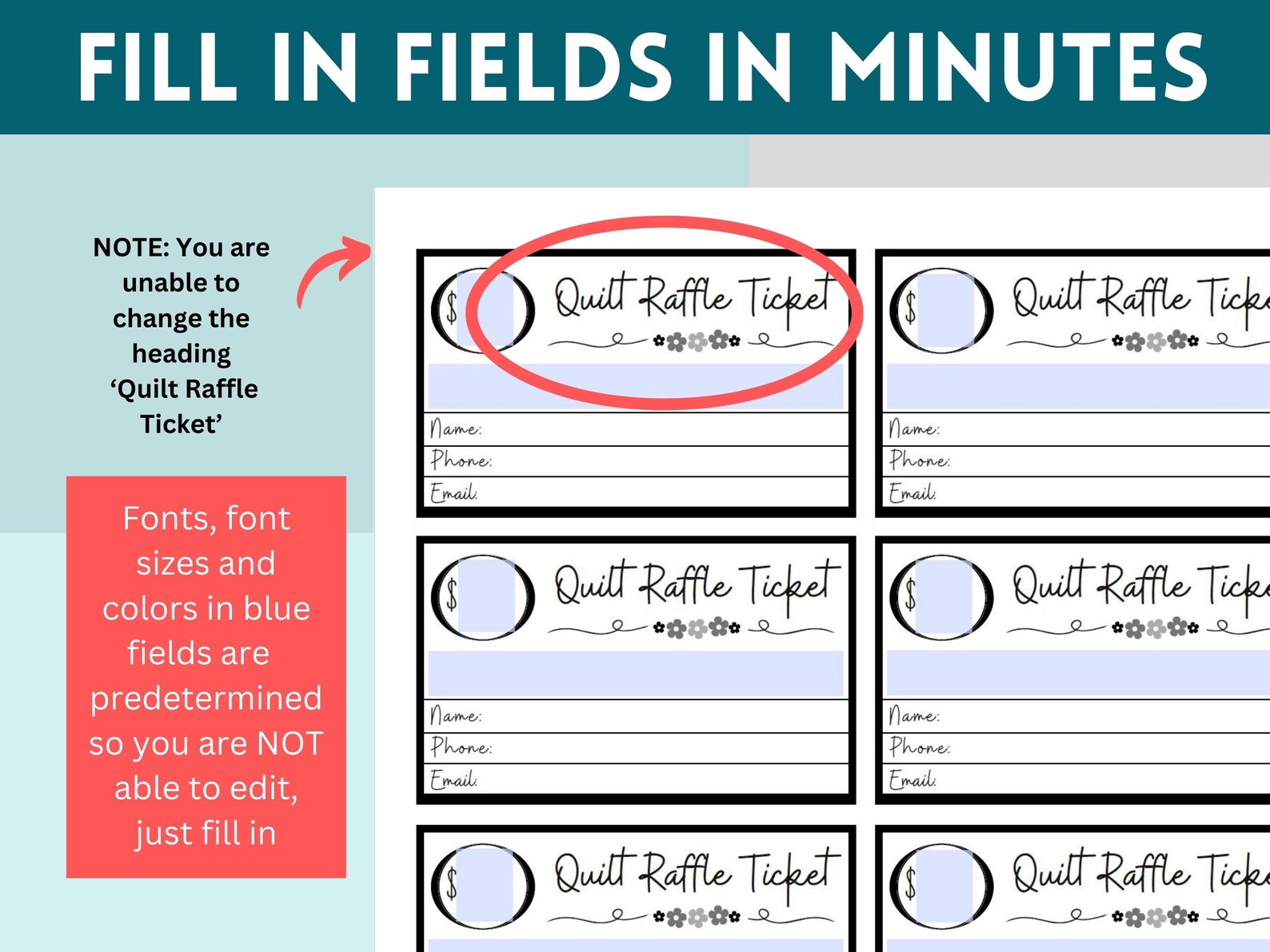 Editable Quilt Raffle Ticket, Ticket Printable, Editable Quilting ...
