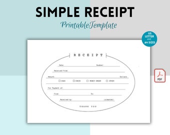 Simple Printable Receipt Form,small Business Receipt,sales Receipt - Etsy