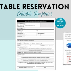 Editable Table Reservation List, Restaurant Table Reservation Form ...