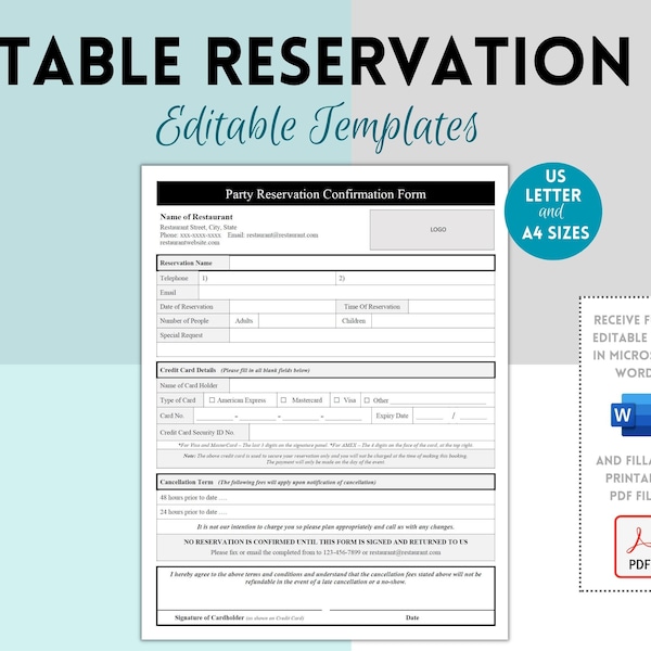 Reservation Sheet - Etsy