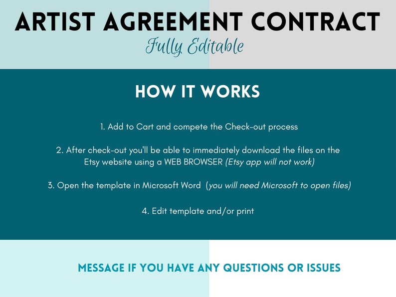 Artist Contract, Artist Agreement, Performer Contract, Performer ...
