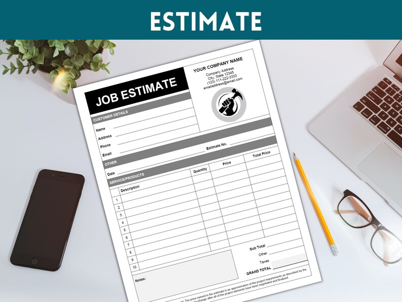 Business Template Bundle, Invoice, Job Estimate, Purchase Order, Quote, Receipt, Small Business ...