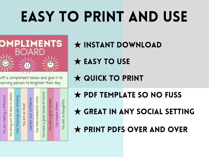Printable Tear off Compliments, Random Acts of Kindness Activity ...