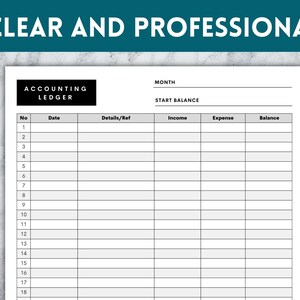 Printable Accounting Ledger, Money Tracker and Expense Tracker, General ...