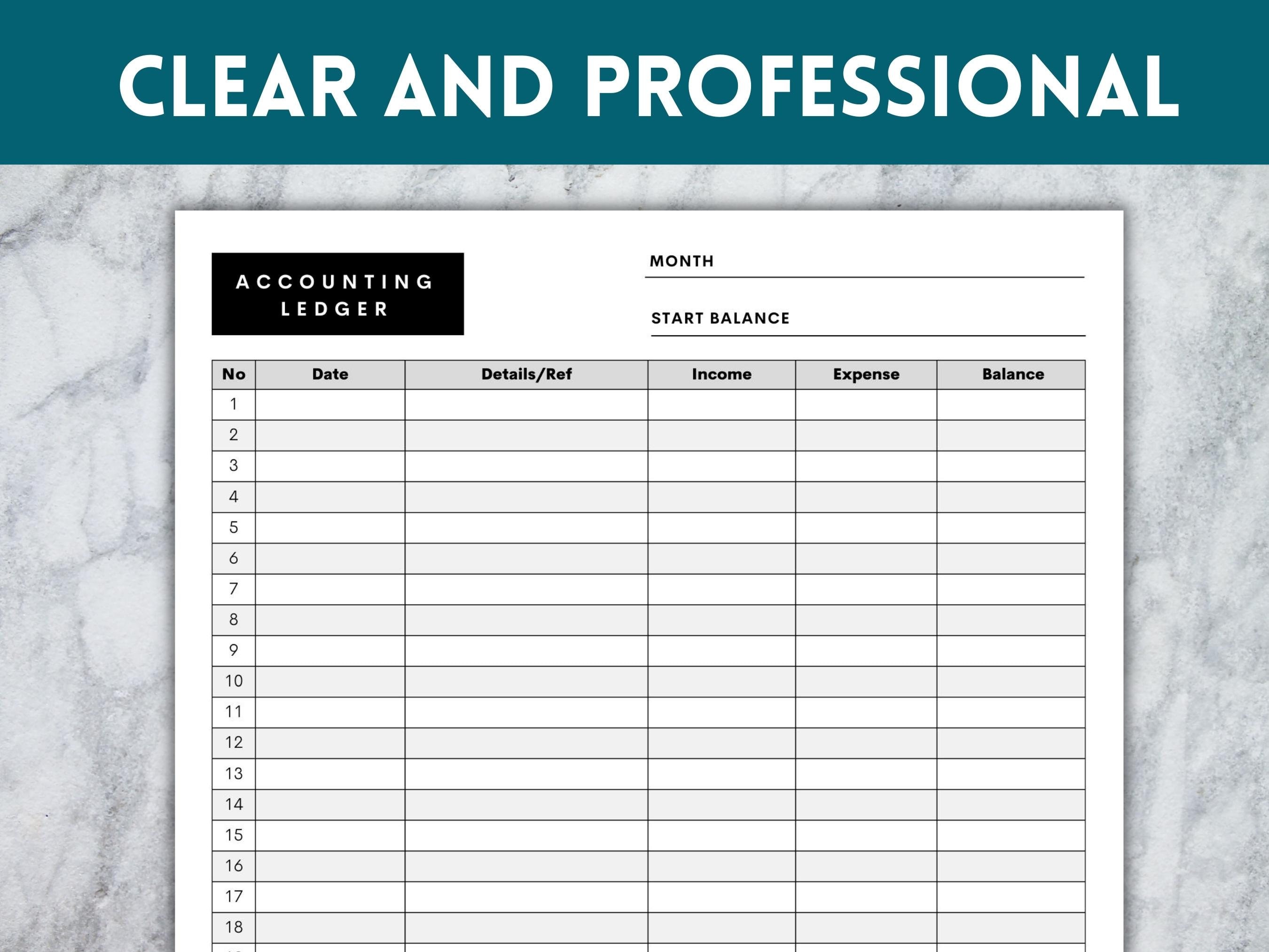 Printable Accounting Ledger, Money Tracker and Expense Tracker, General ...