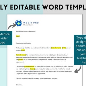 Doctor's Note, Doctor's Letter, Medical Certificate, Printable Medical ...