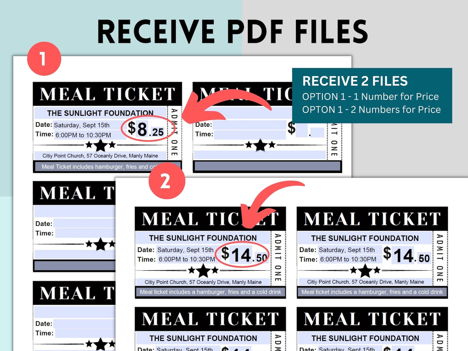 Editable Food Event Ticket, Food Ticket Printable, Editable Meal Ticket ...