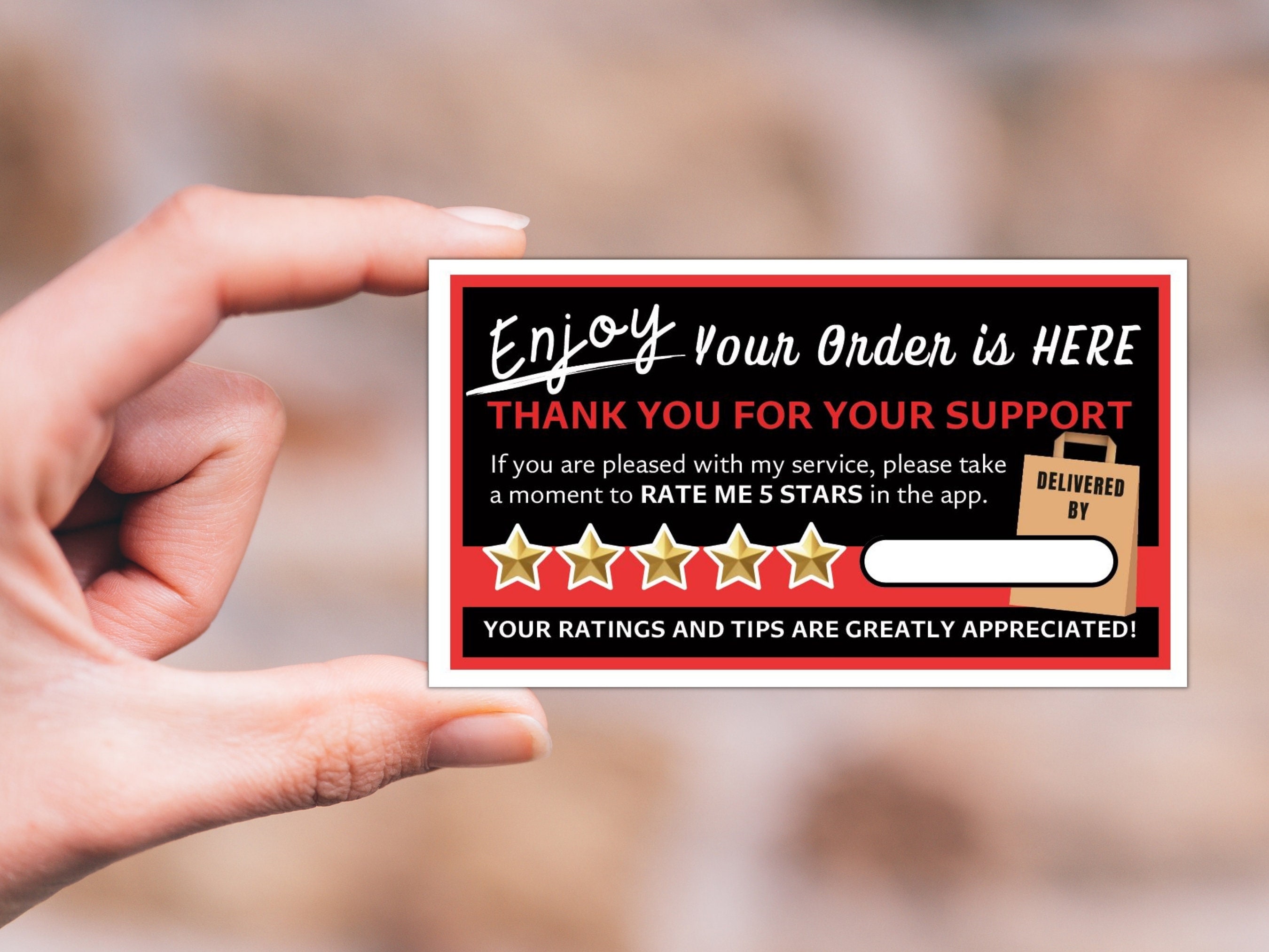 Doordash Delivery Rating Cards, Food Delivery Driver, Doordash Customer ...