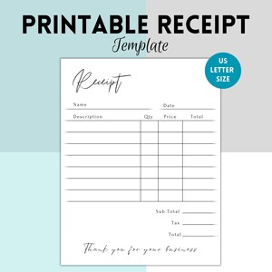 Cute Receipt, Printable Receipt Form, Small Business Receipt, Sales ...