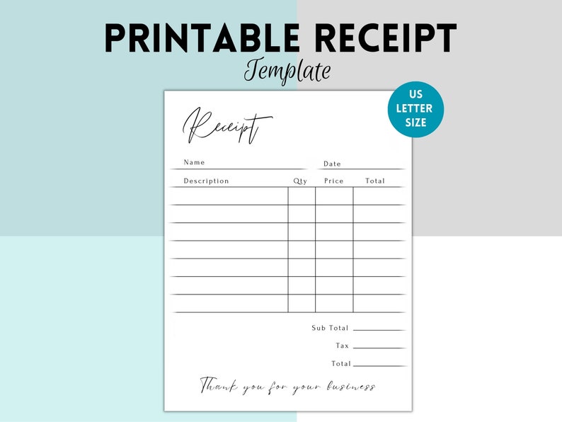 Cute Receipt, Printable Receipt Form, Small Business Receipt, Sales ...