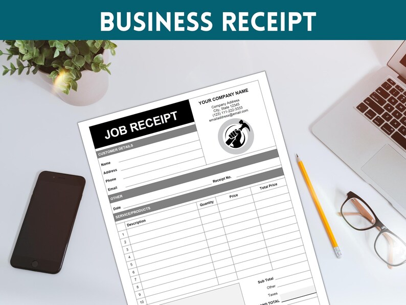 Business Receipt, Customer Receipt, Small Business Editable Template ...