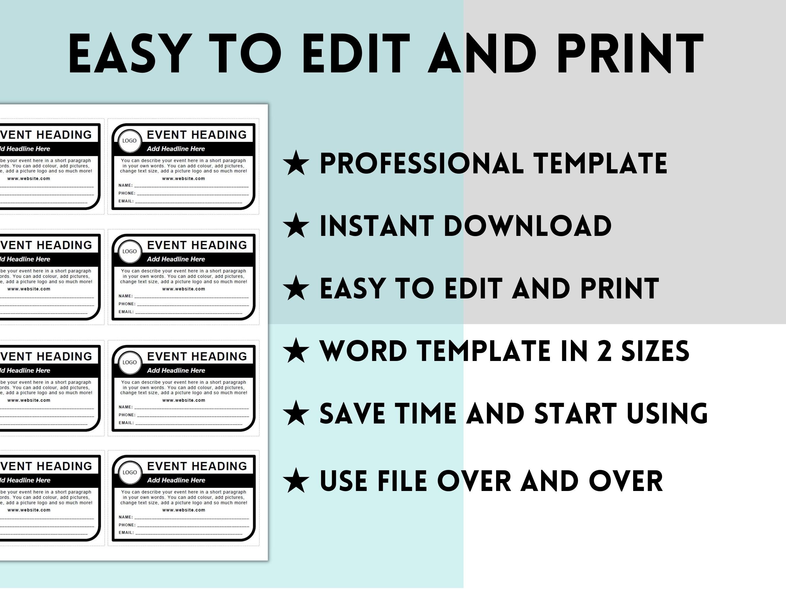 Printable Editable Raffle Ticket, Enter to Win Printable Ticket, Word ...