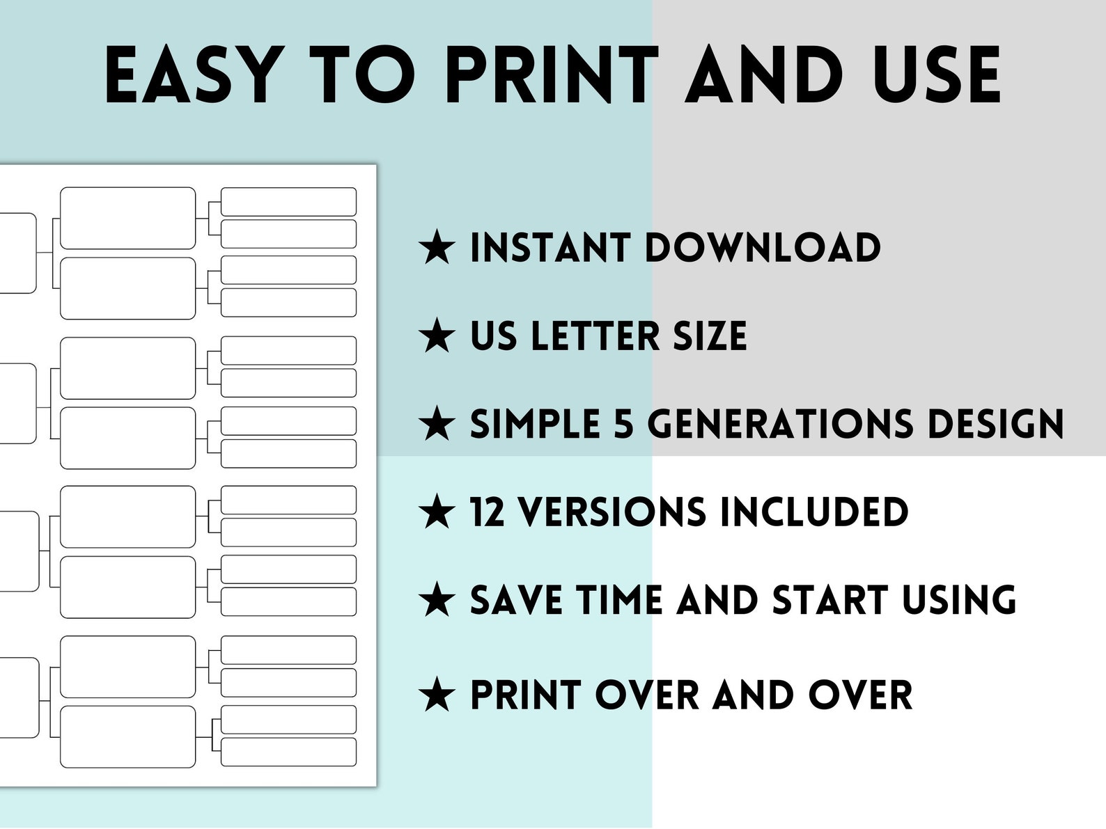 Blank Family Tree Chart Template, Family History, Pedigree Chart ...