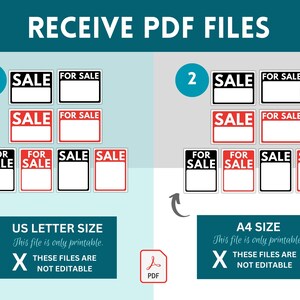 Printable for Sale Sign, for Sale Sign, Sale Sign PDF, US Letter and A4 ...