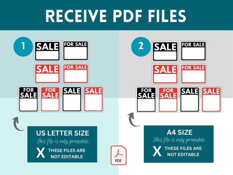 Printable for Sale Sign, for Sale Sign, Sale Sign PDF, US Letter and A4 ...
