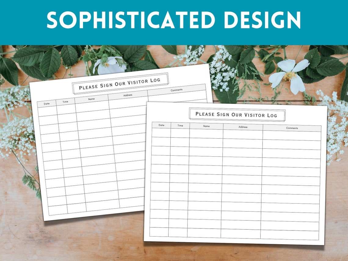 Printable Visitor Log, Visitor Sign in Sheet, Visitor Logbook, Visitor ...