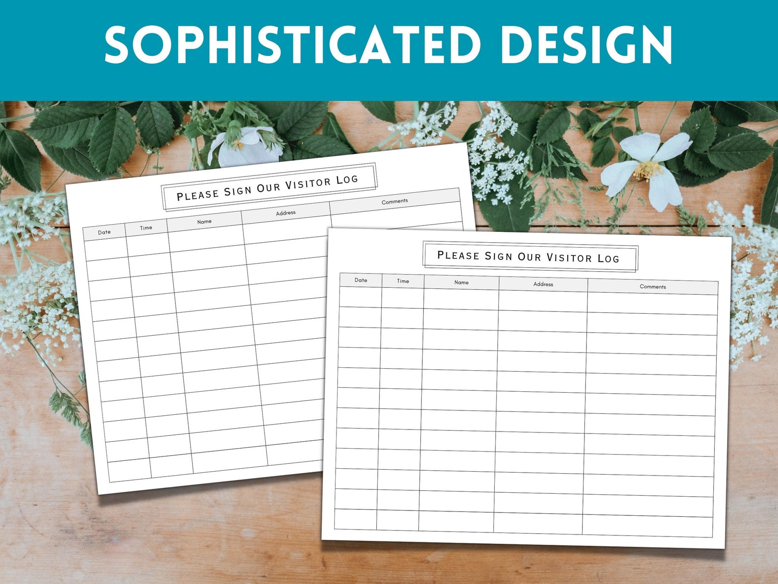 Printable Visitor Log, Visitor Sign in Sheet, Visitor Logbook, Visitor ...