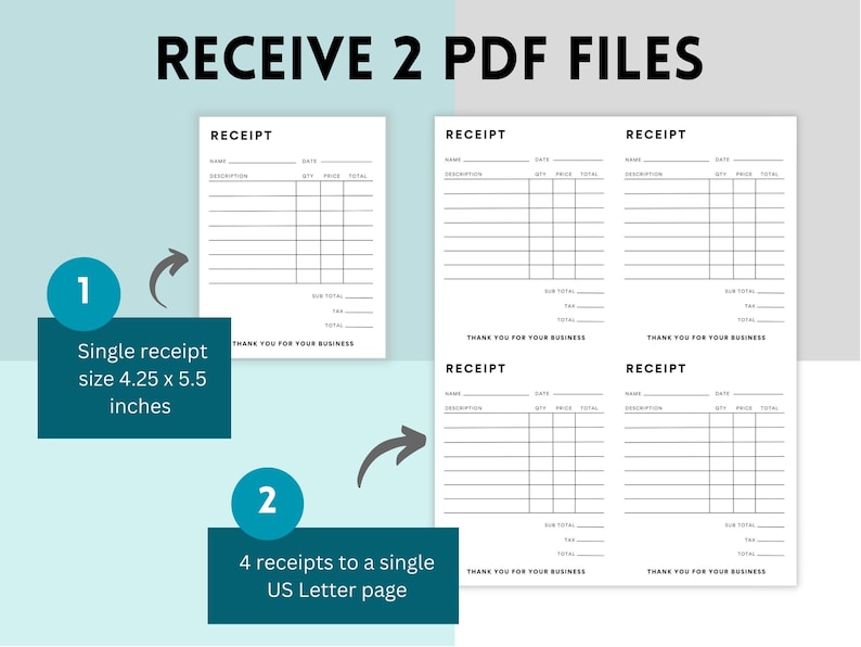 Printable Business Receipt Form, Small Business Receipt, Sales Receipt ...