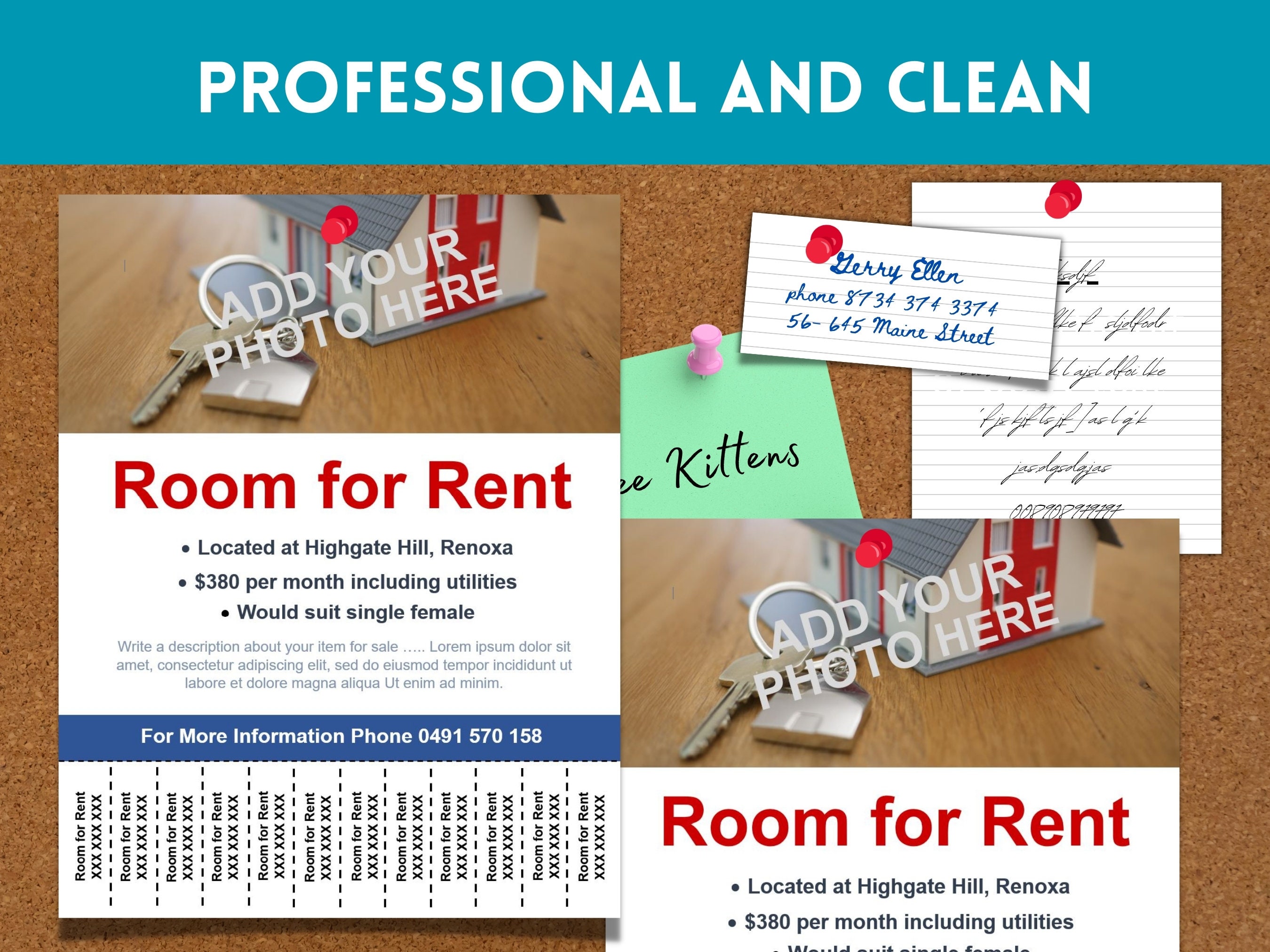 Editable Room for Rent Tear-off Flyer, Advertisement Flyer, Flyer ...