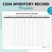Coin Collection Record, Coin Inventory Log, Coin Collection ...