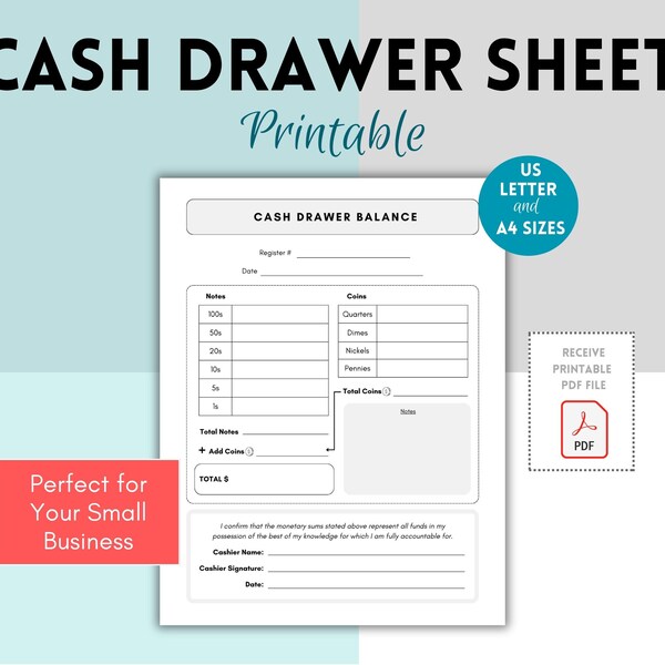 Cash Drawer Balance Sheet - Etsy