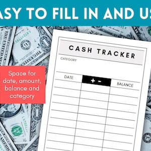 Cash Tracker Inserts Printable, Cash Tracker for Envelopes, Cash ...