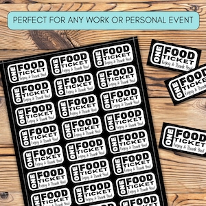 Food Tickets, Printable Party Food Voucher Template, Meal Tickets, Meal ...