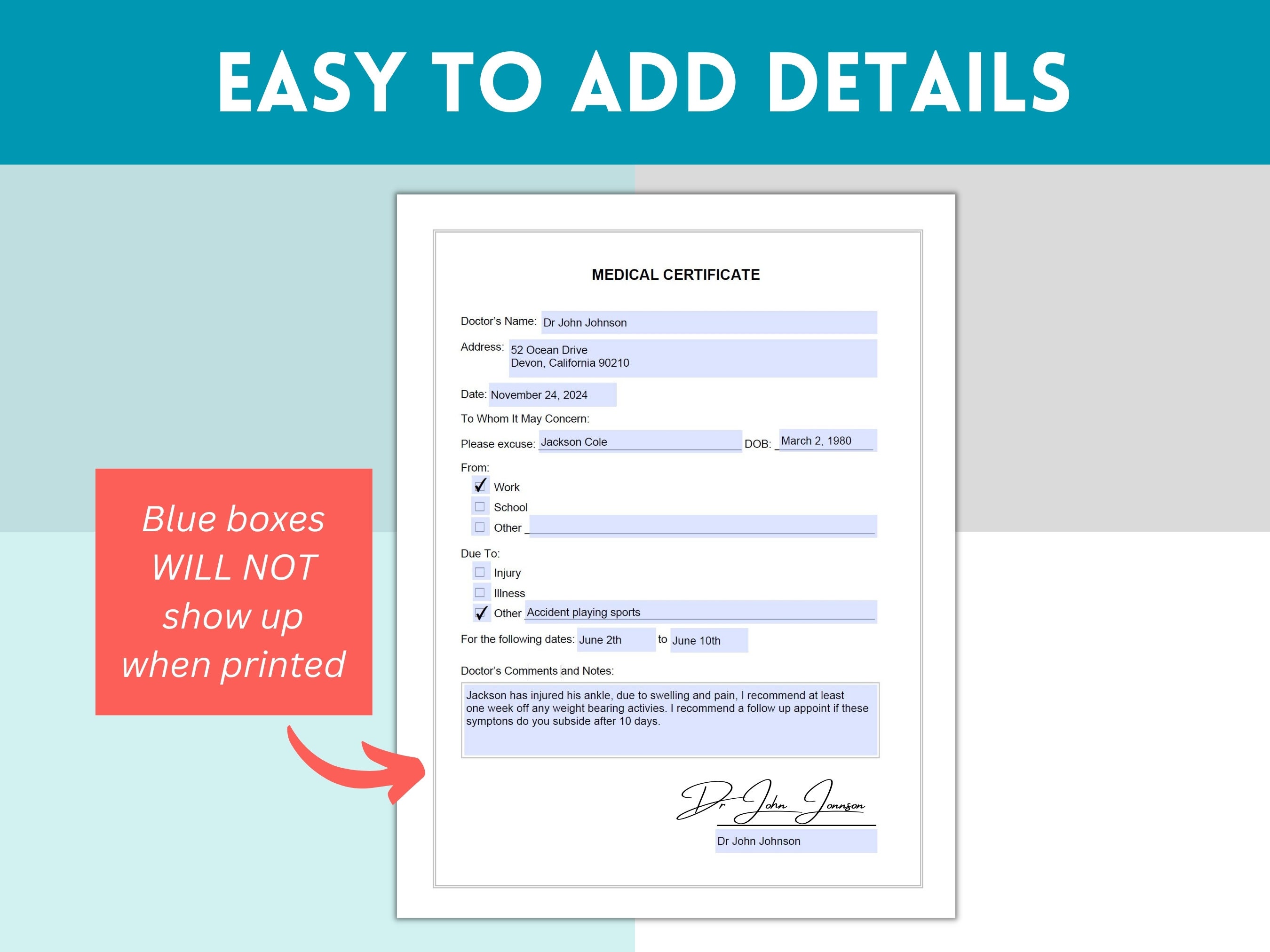 Doctor's Note, Doctor's Letter, Medical Certificate, Work, School ...
