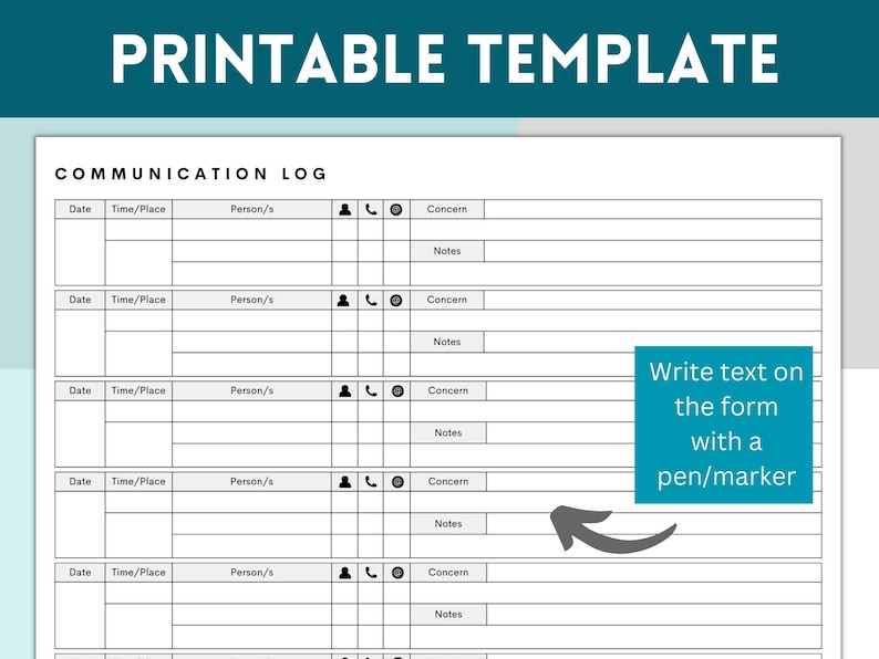 Communication Log, Parent Communication Notebook Page, Call Tracking ...