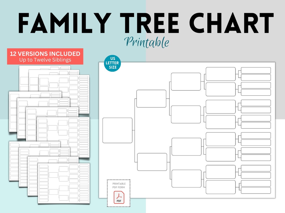 Blank Family Tree Chart Template, Family History, Pedigree Chart ...