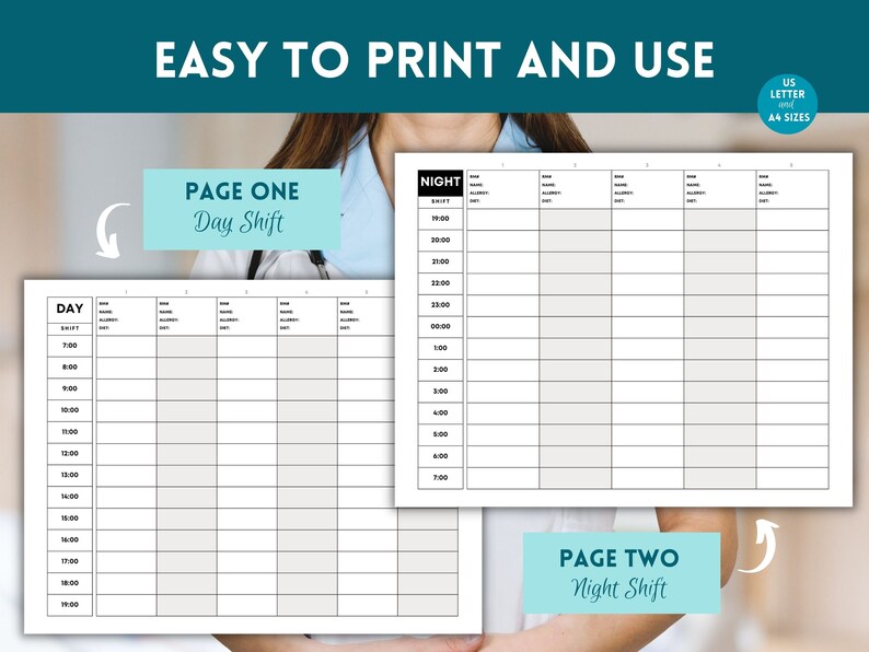 Nurse Hourly Shift Schedule, 3,4,5,6 Patient Medication, Nursing Shift ...