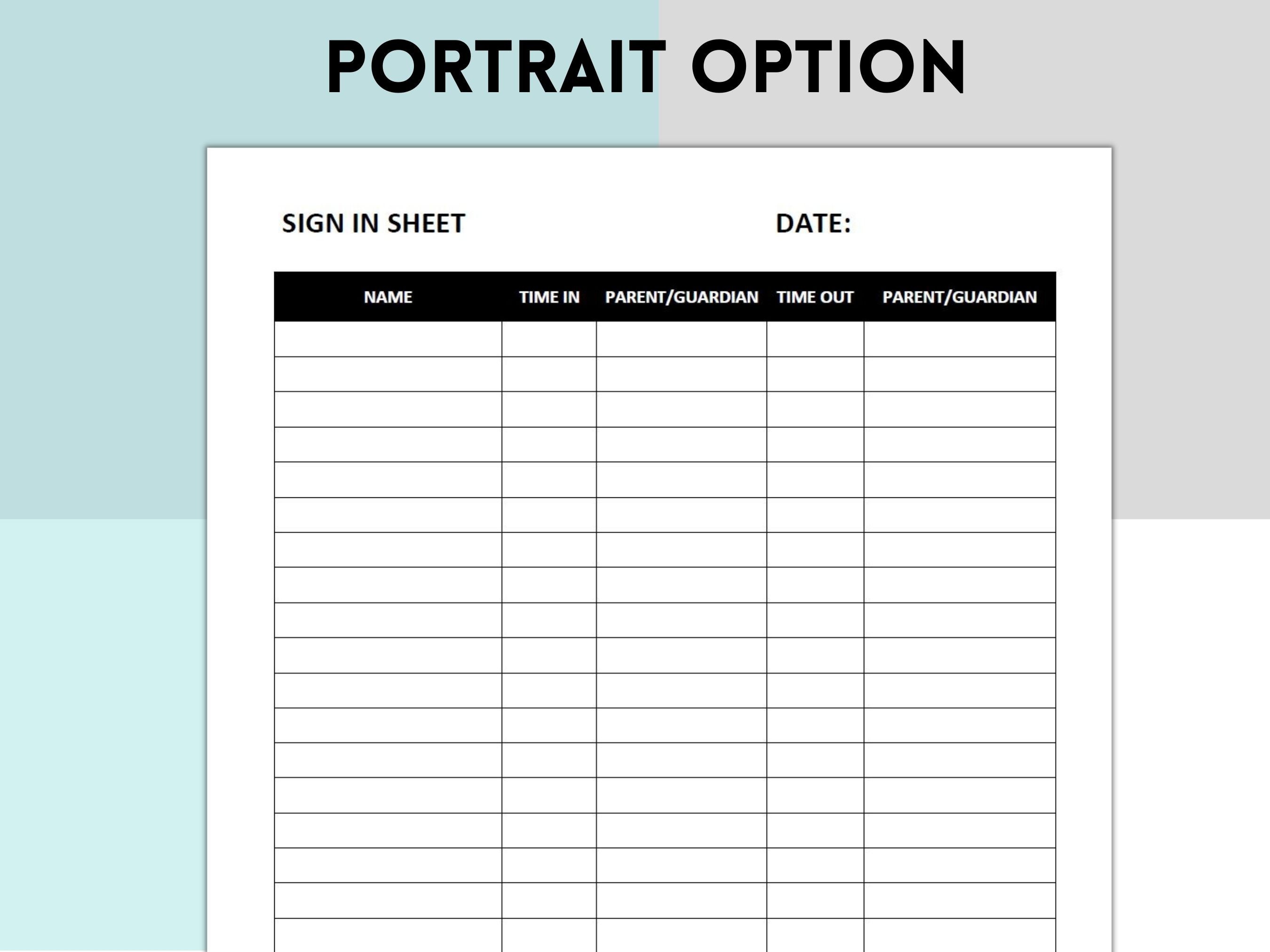 Editable Childcare Sign in Sheet. Daycare Sign In. Nursery Sign In ...