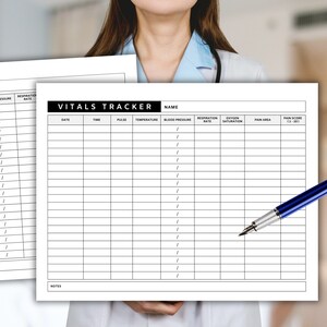 Vitals Tracker Chart, Vitals Sign Sheet, Vitals Signs Log, Medical ...