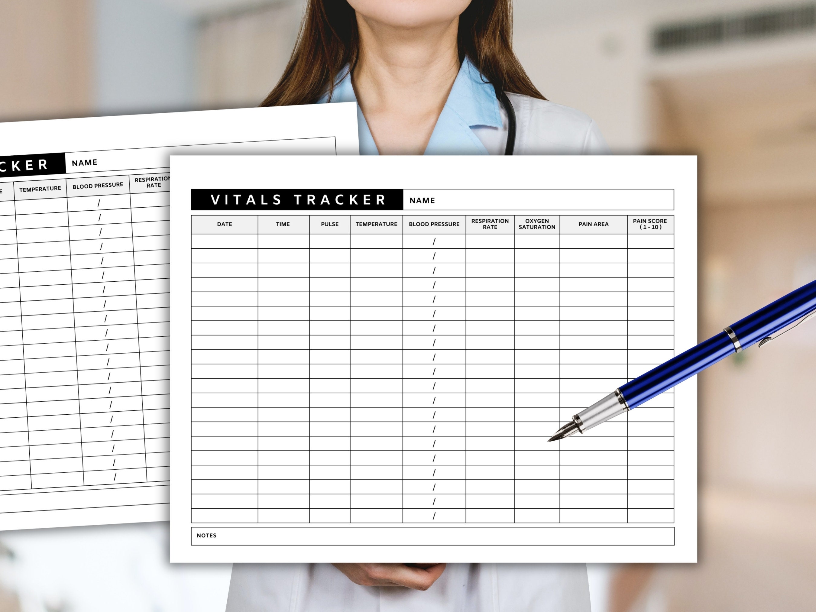 Vitals Tracker Chart, Vitals Sign Sheet, Vitals Signs Log, Medical ...