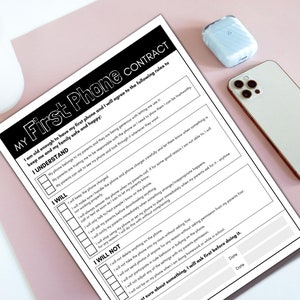 Cell Phone Contract for Child, Cell Phone Agreement, Phone Contract for ...